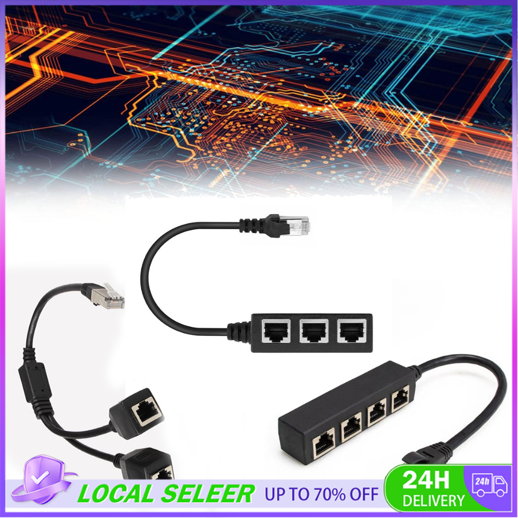 Ethernet RJ45 Splitter 1 Male to 2/3/4 Female Socket Port Male to 2/3/4 ...