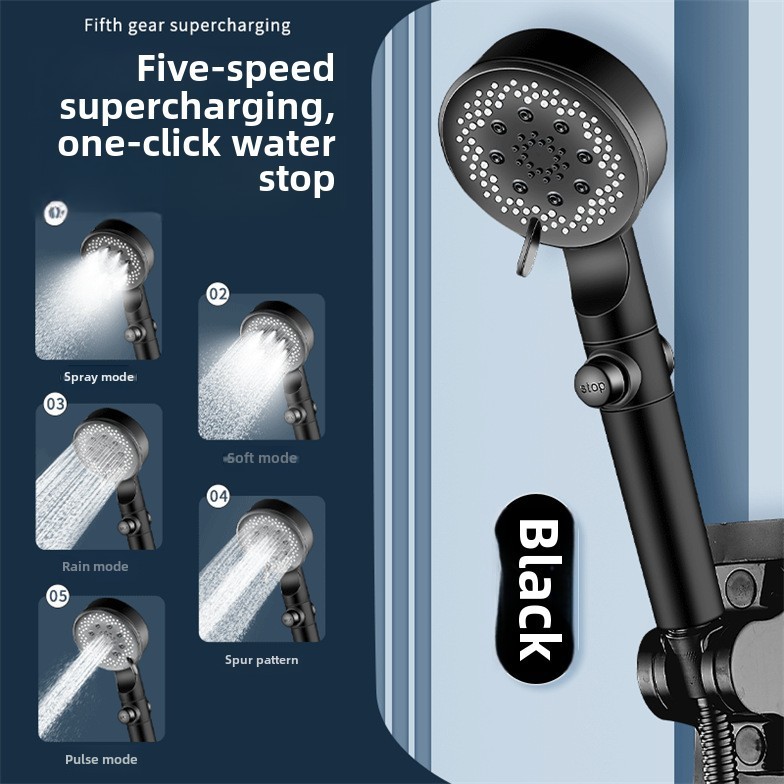 2025 Supercharged Shower Head Black Samurai Five-speed Sprinkler Head ...