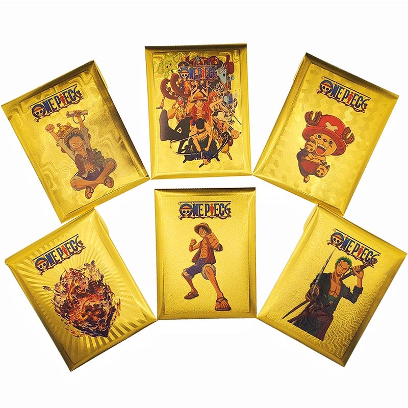 55 PCS One Piece Cards Metal Gold Card Luffy Zoro Sanji Nami Rare ...