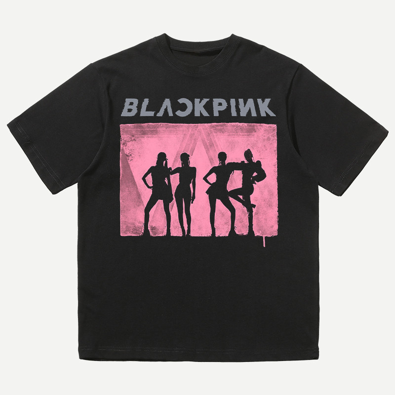 BLACKPINK Letter Theme, K-POP Idol Style Pure Cotton Gray Short-Sleeved ...