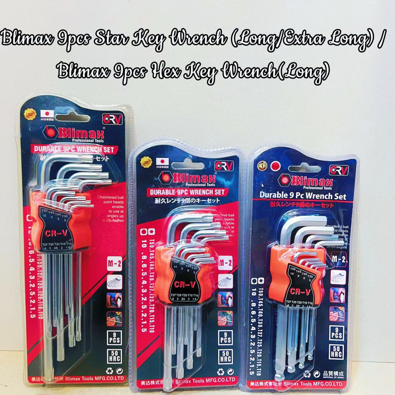 Blimax 9pcs Star Key Wrench (Long/Extra Long) / Blimax 9pcs Hex Key ...