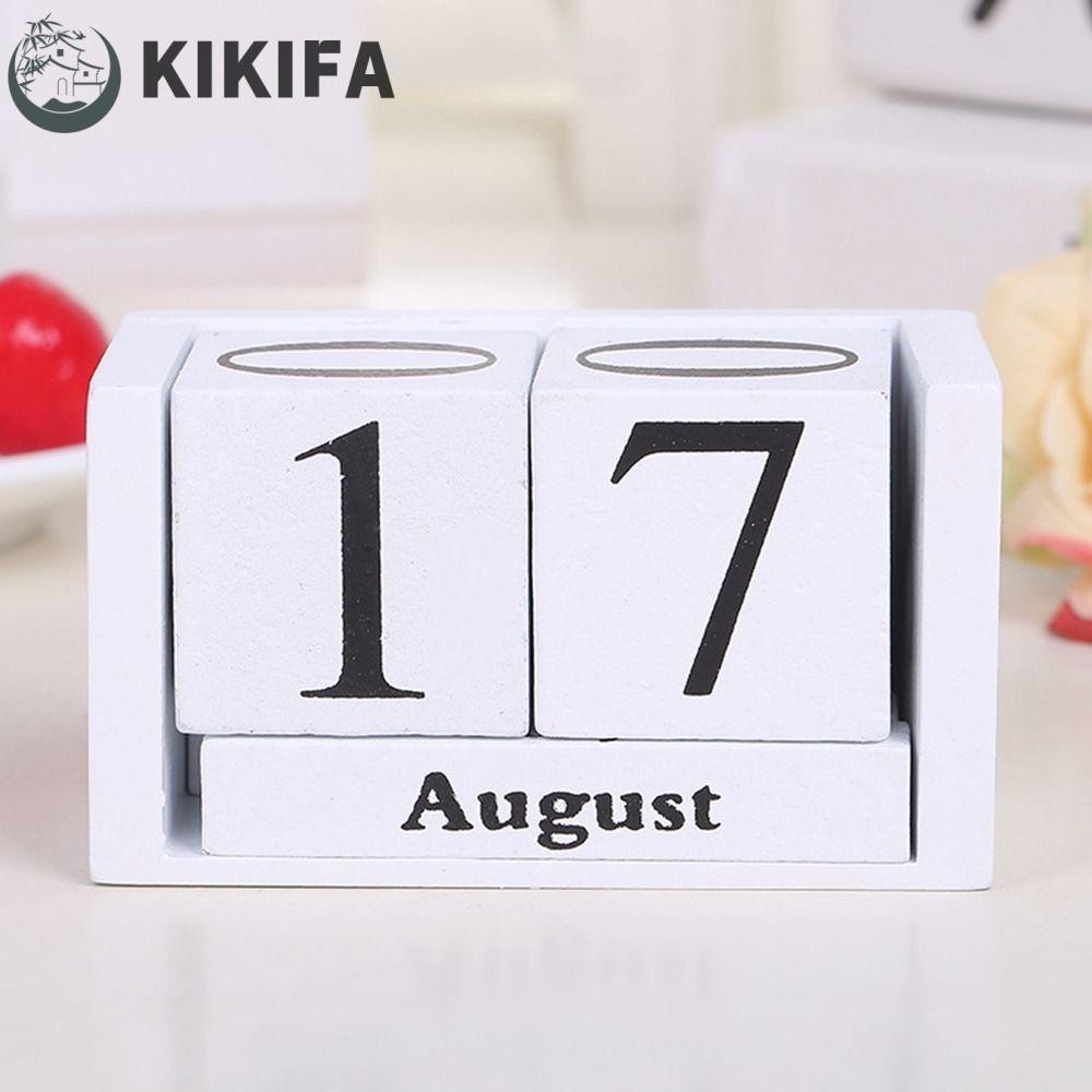 KIKIFA Building Blocks Calendar, Eternal Blocks Month Display Wooden ...