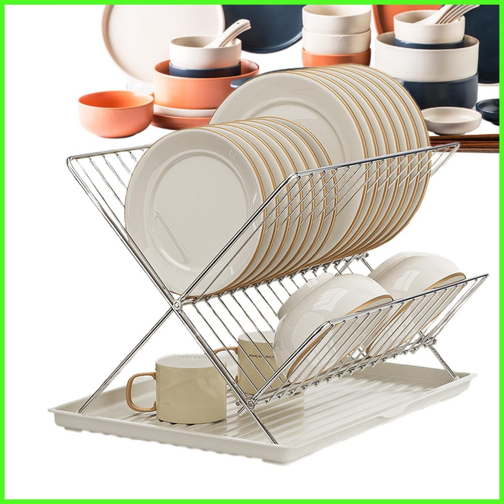Compact Dish Drying Rack 2 Tier Countertop Dish Drainers for Kitchen ...