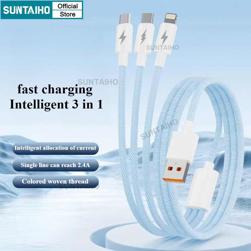 Suntaiho 3 in1 USB Cable Intelligent Fast Charging Wire for Android USB ...