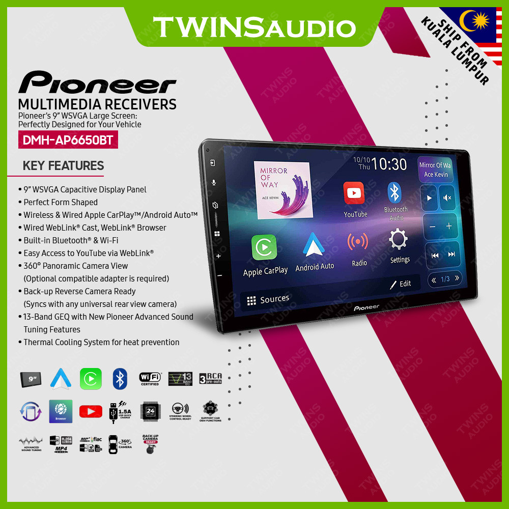 Pioneer’s 9” DMH-AP6650BT WSVGA Large Screen A Series, Car Audio ...