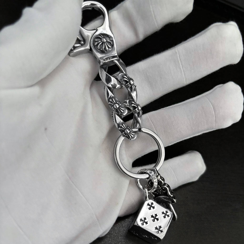 CHROME HEARTS Justice Dice Keyring Retro Punk Rock Accessories Street ...