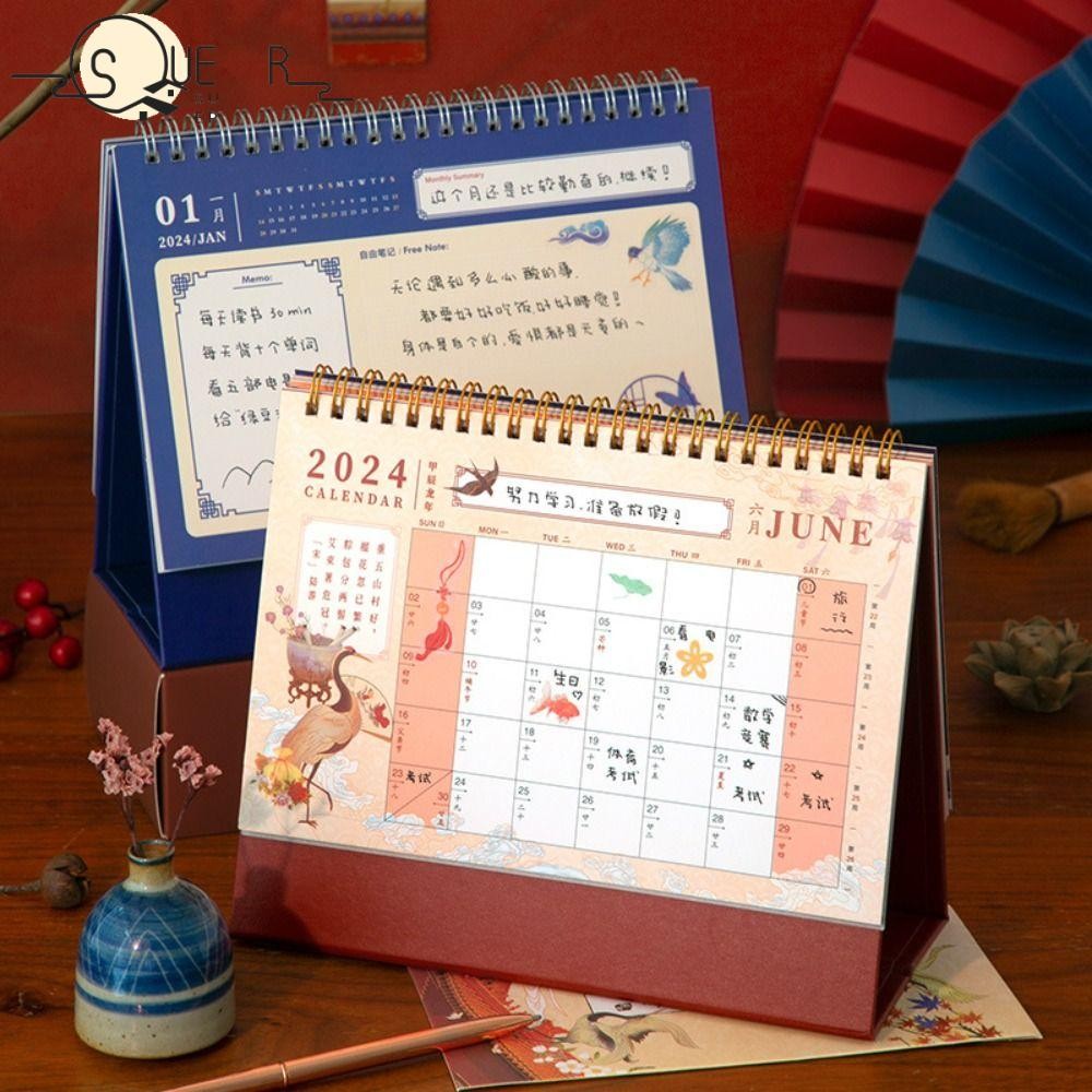 SUEREN Desk Calendar, Daily Monthly Chinese Style Table Calendars ...