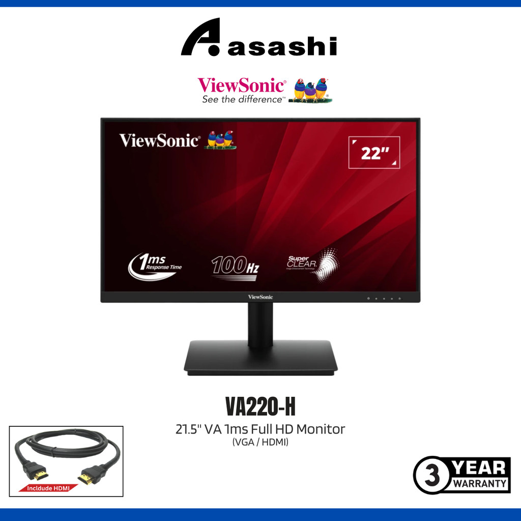 Viewsonic VA220-H 21.5" VA Monitor (VGA / HDMI) | Shopee Malaysia