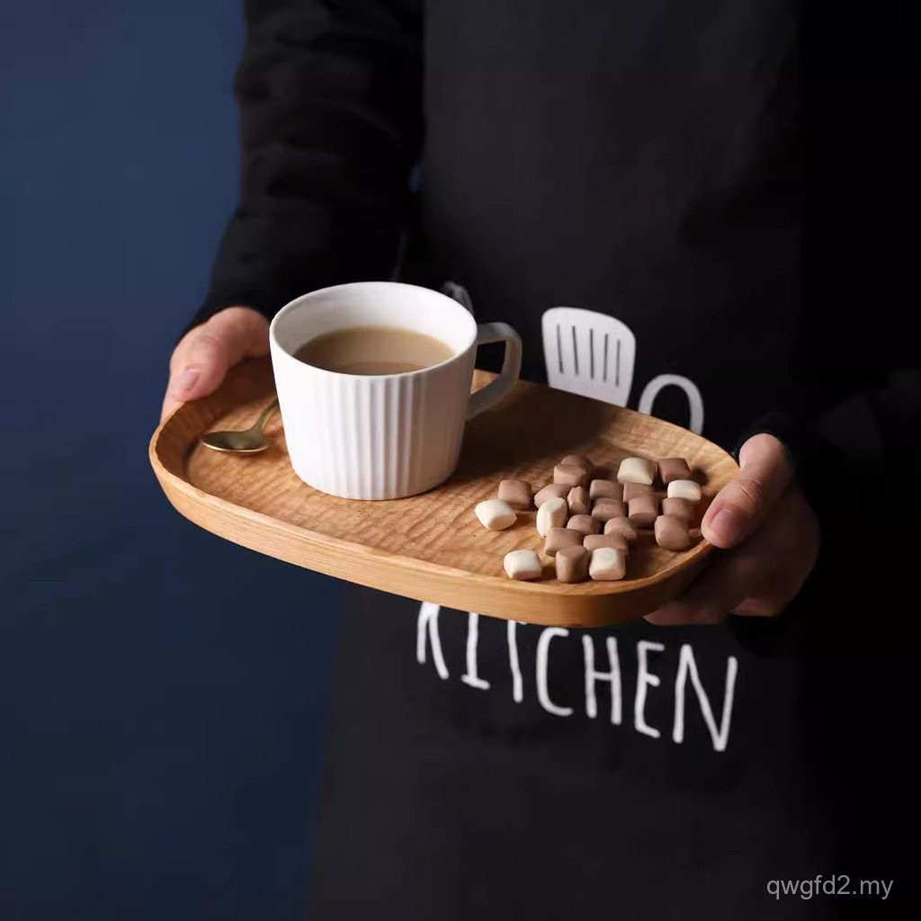 Pinggan teh buatan tangan Jepun, dulang buah ukiran kayu pepejal, set ...