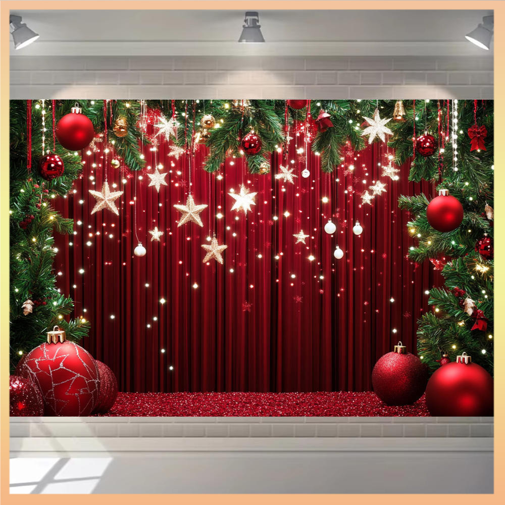 Merry Christmas And Happy New Year Photo Background - Red Snowflakes ...