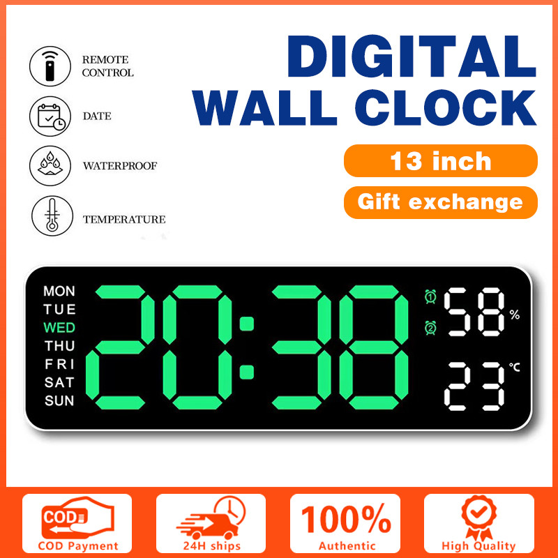 LED Digital Wall Clock Large Display Alarm Clock for Living Room LED ...