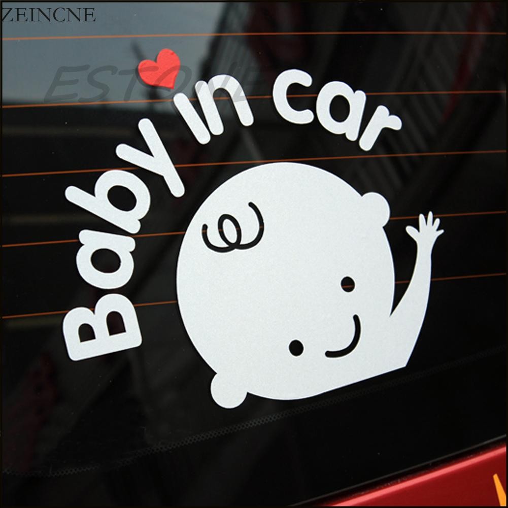 Zein Baby In Car Waving Baby on Board Safety Sign Cute Car Decal Vinyl ...