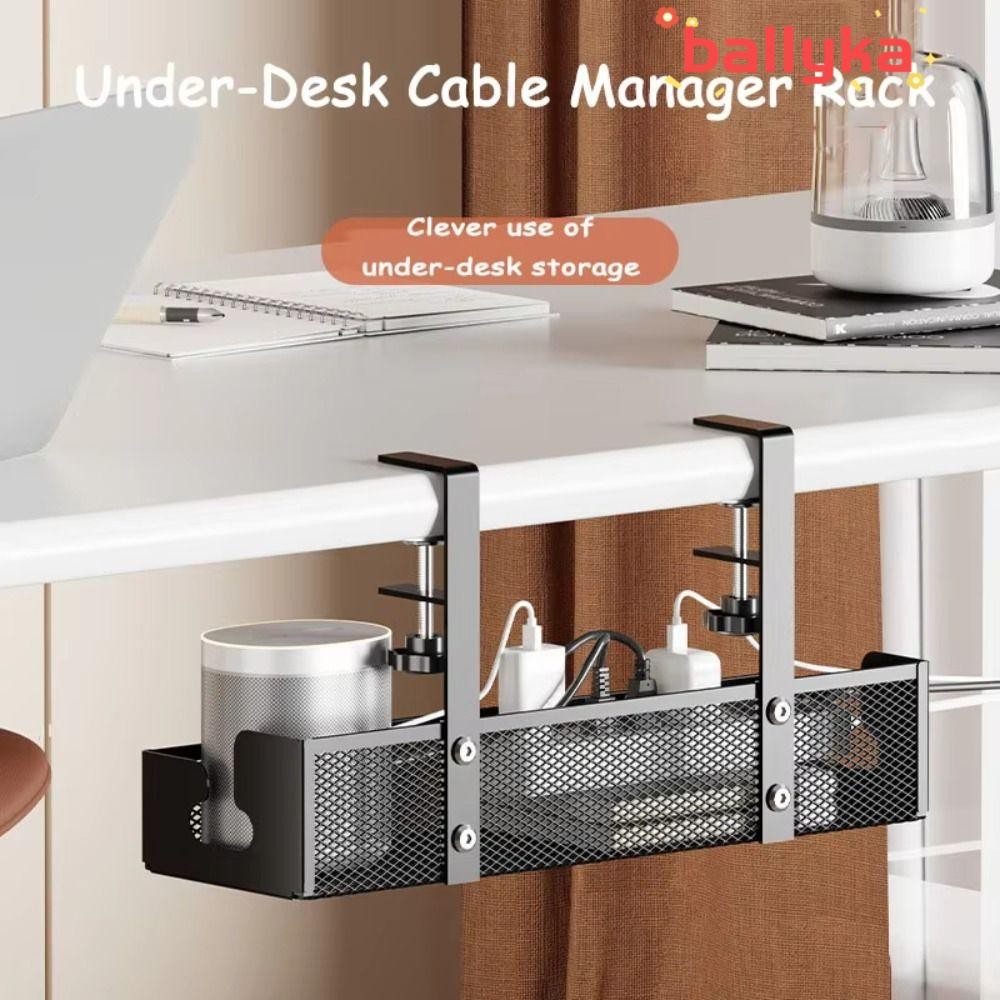 BALLYKA Under Table Storage Rack, No Drill Carbon Steel Cable ...