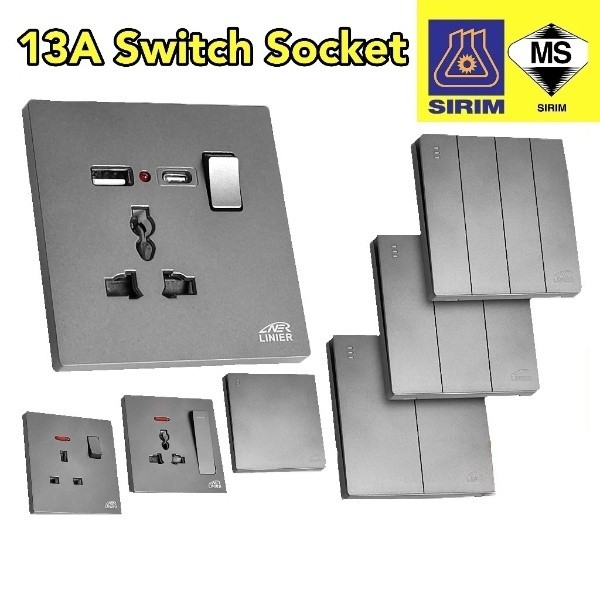 LINIER T2 GREY SWITCH SOCKET OUTLET | Shopee Malaysia