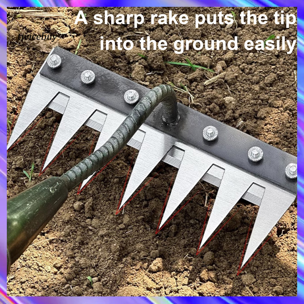 [TY] Dethatching Garden Rake Ergonomic Garden Rake Steel Weeding Rake ...