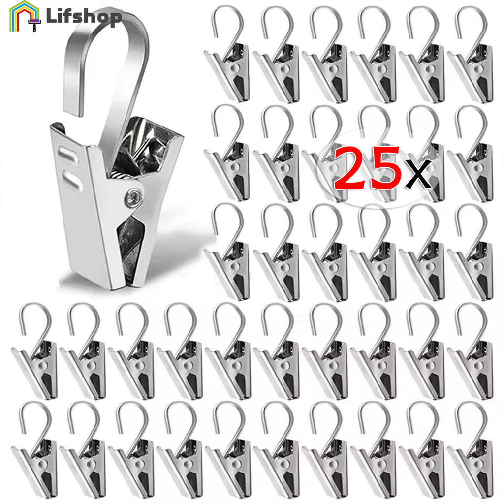 Shower Window Curtain Clamps - Stainless Steel Hanging Clamps - 25Pcs ...