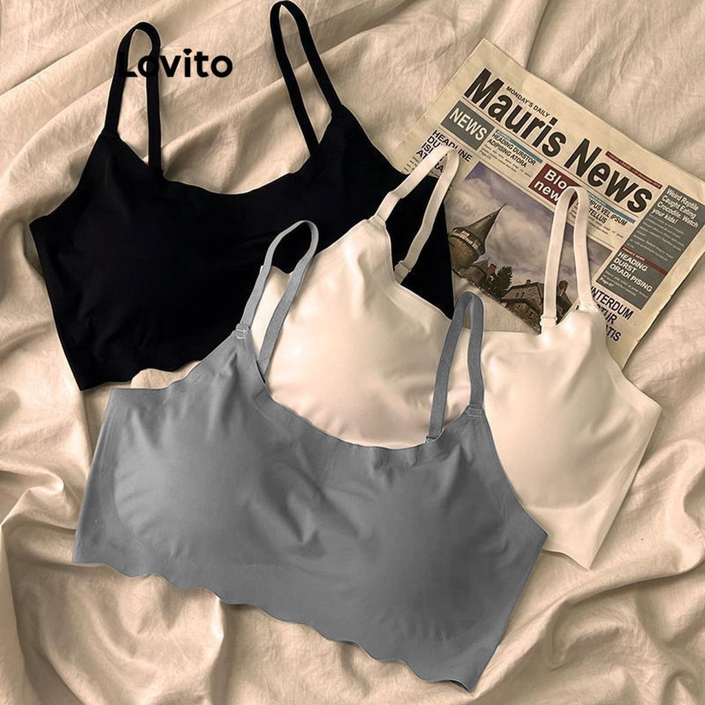 Lovito Casual Plain Basic Bras for Women LNE54065 Lovito Bra Dasar ...