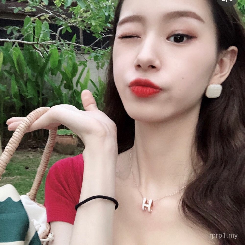 V Gold Version 18k Rose Gold Necklace Female Seiko High Version CNC Craft mini Enamel H Letter ...