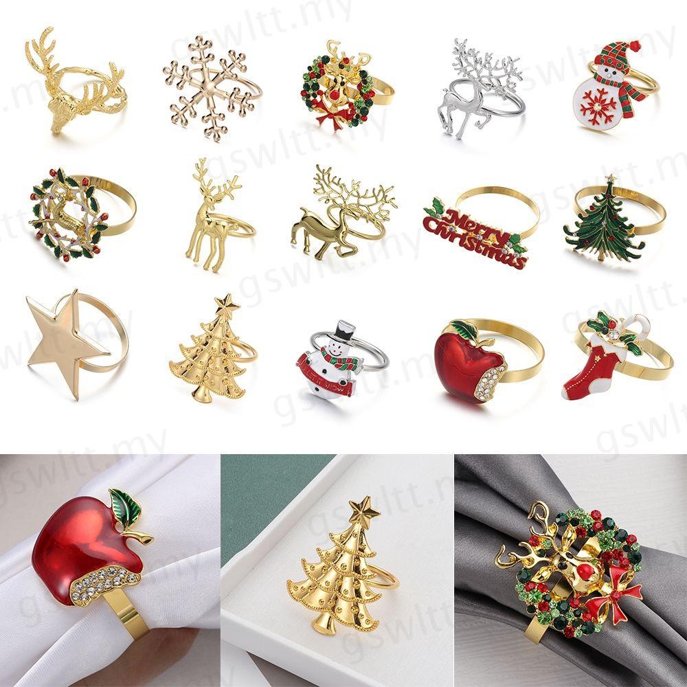 GSWLTT Napkin Rings Kitchen & Bar Christmas Tree Santa Claus Wedding ...