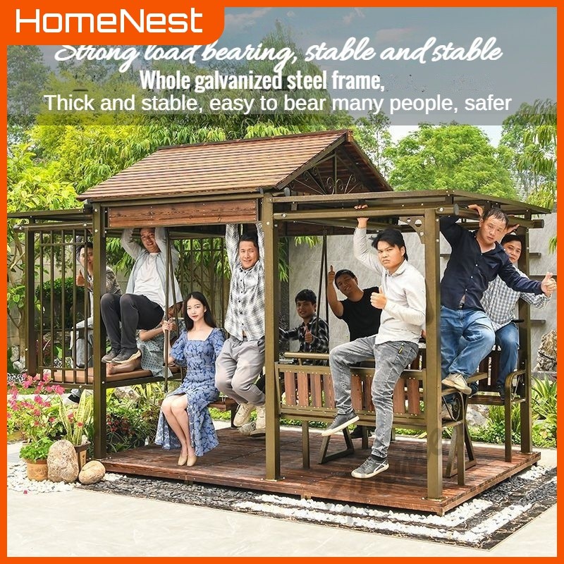 Solid wood Outdoor Gazebo with Swing Di luar Buaian | Shopee Malaysia