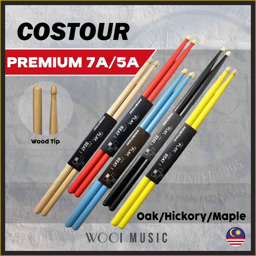 Costour 7A Maple / Hickory / Oak Drumstick - Colourful, Natural | Shopee Malaysia