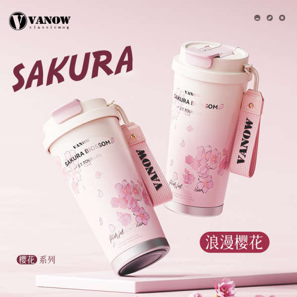 tumbler ceramic tumbler tumbler tahan sejuk Cawan termos Vanow wanita 2024 baharu pelapik ...