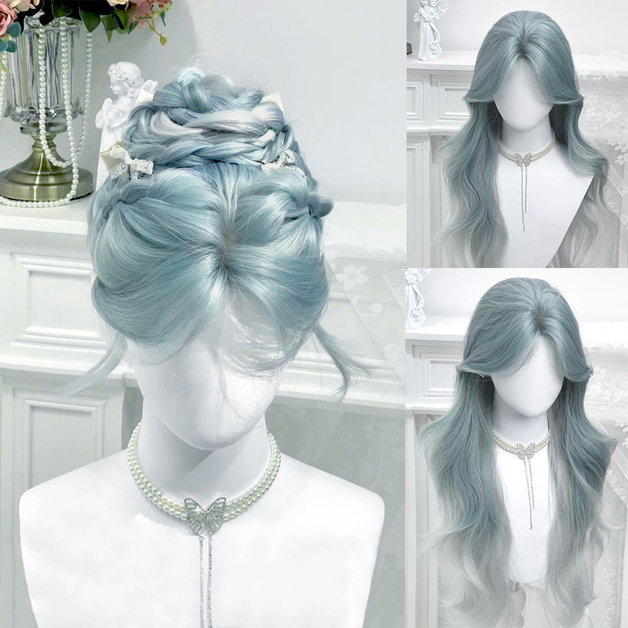 Forehead Lace Mint Blue Gradient Color Full Headgear Female Temperament ...