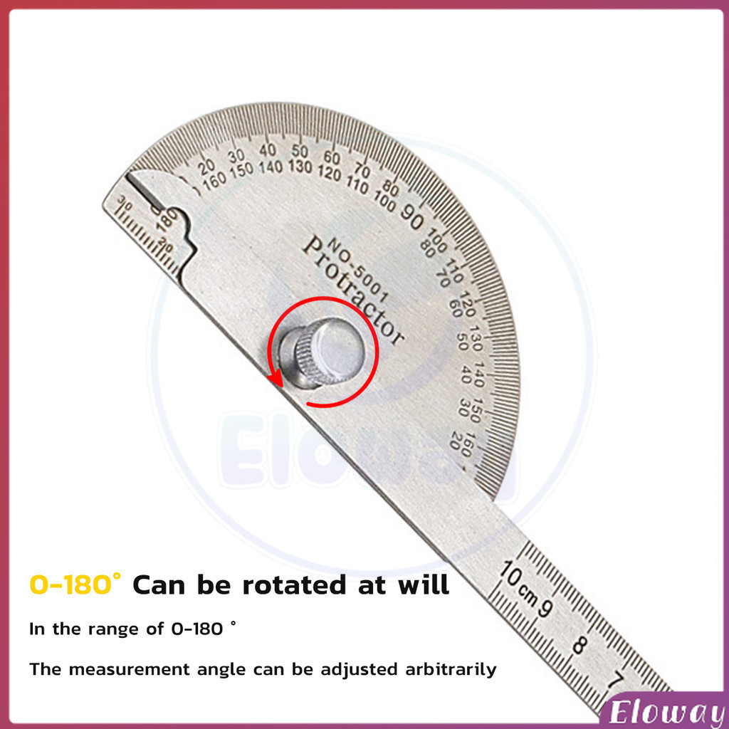 ELY Stainless Steel Protractor Adjustable Roundhead Ruler 180 Degree ...