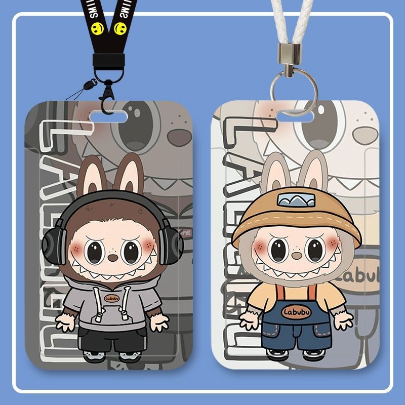 Labubu LABUBU Sliding Cover Card Holder Campus Card Meal Card Bus Card ...
