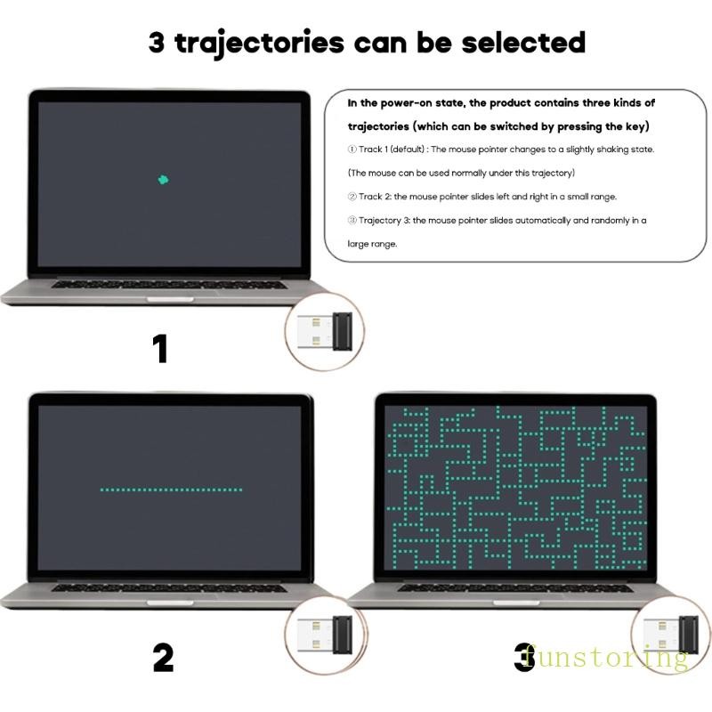 FUN USB Mouse Jiggler Tiny Undetectable USB Mouse Mover Mouse Movement ...