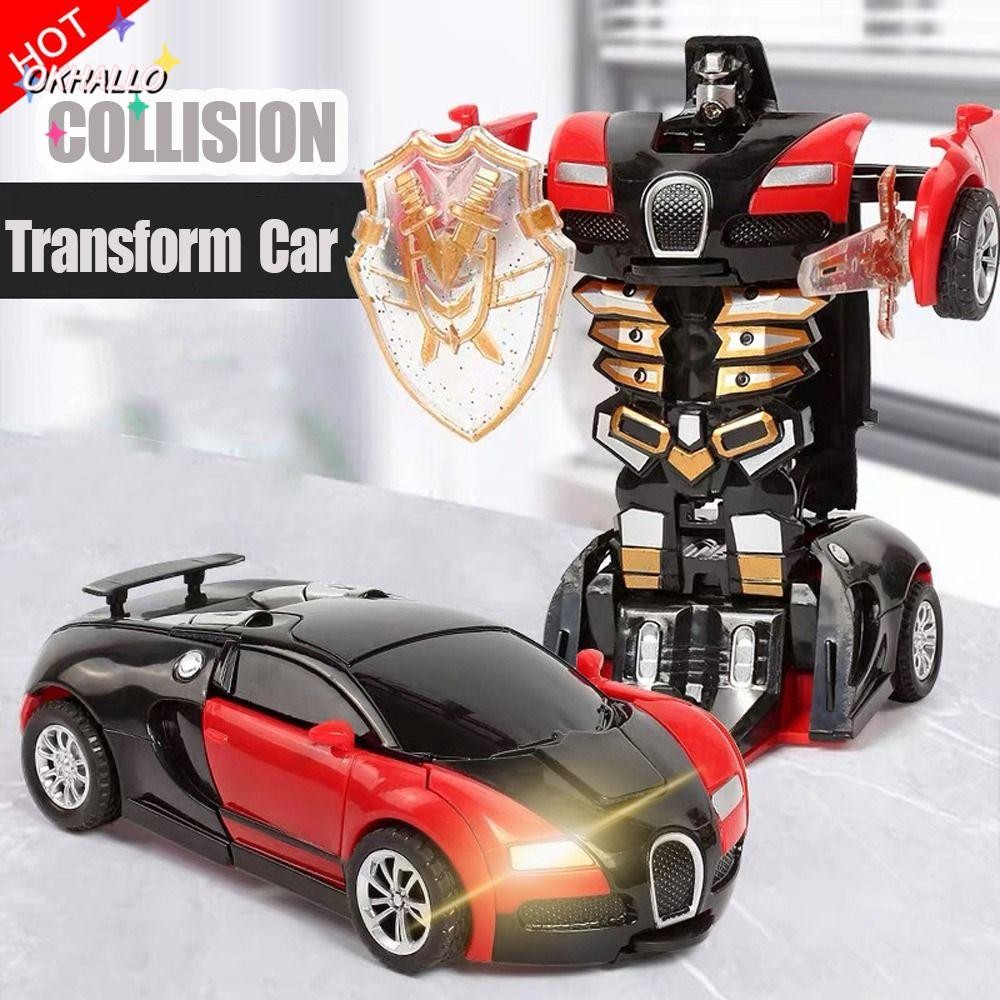 OKHALLO Transform Inertial Car, Collision Model Action Figure Robot Car ...