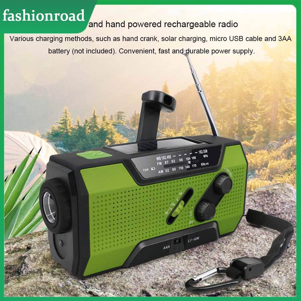 Solar Emergency Radio with Flashlight Camping Hand Crank Power Bank ...