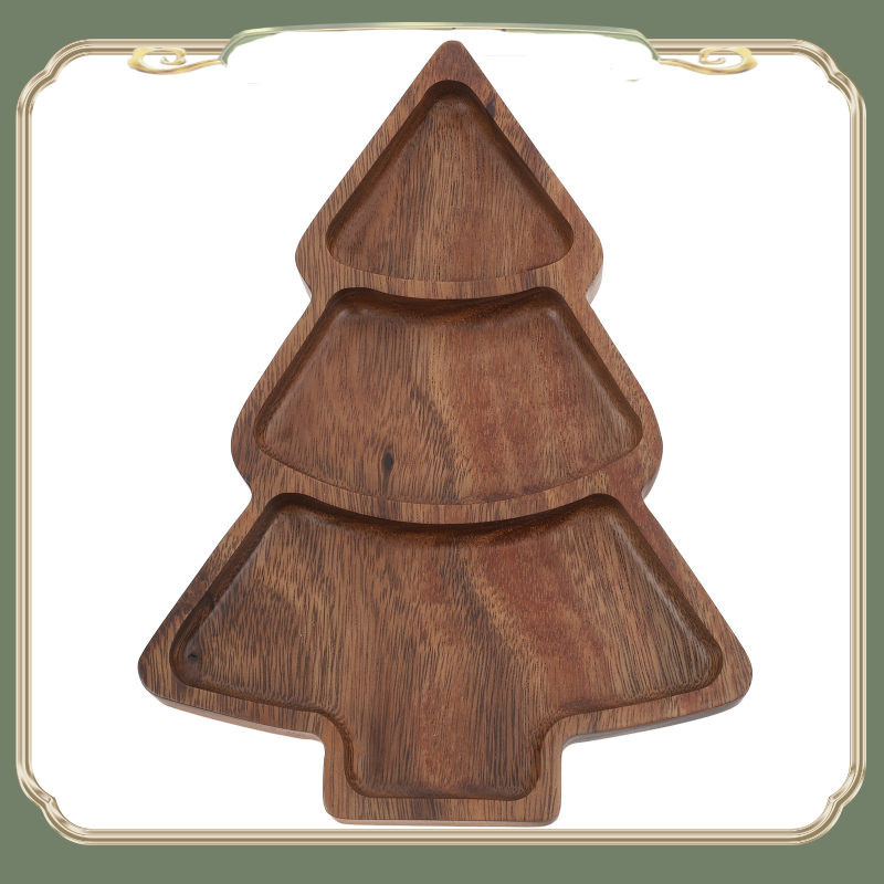 Christmas Tree Trees Fruit Plate Tray Platter Serving Dish Wooden ...