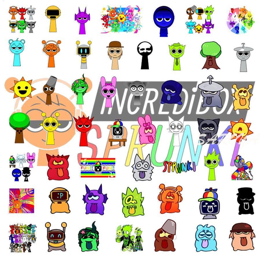 52 pieces Sprunki Stickers Sprunki Incredibox Wenda Gray Oren Raddy ...