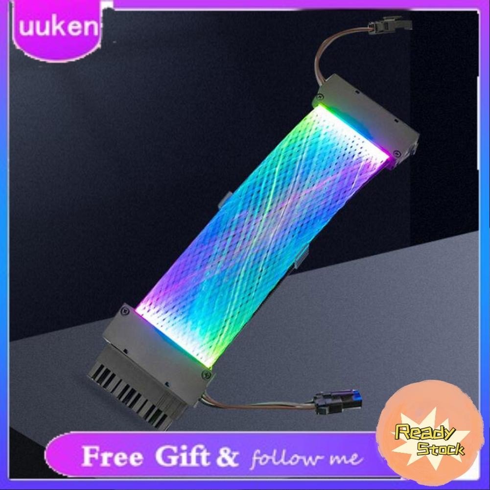 Uukendh RGB PSU Cables 24 Pin Addressable Power Extension Cable Mesh ...
