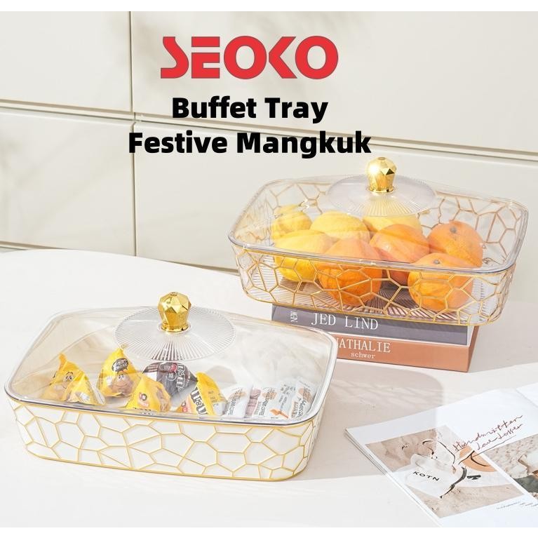 Transparent Storage Plate with Lid, Oval Gold Edge Fruit Bowl for ...