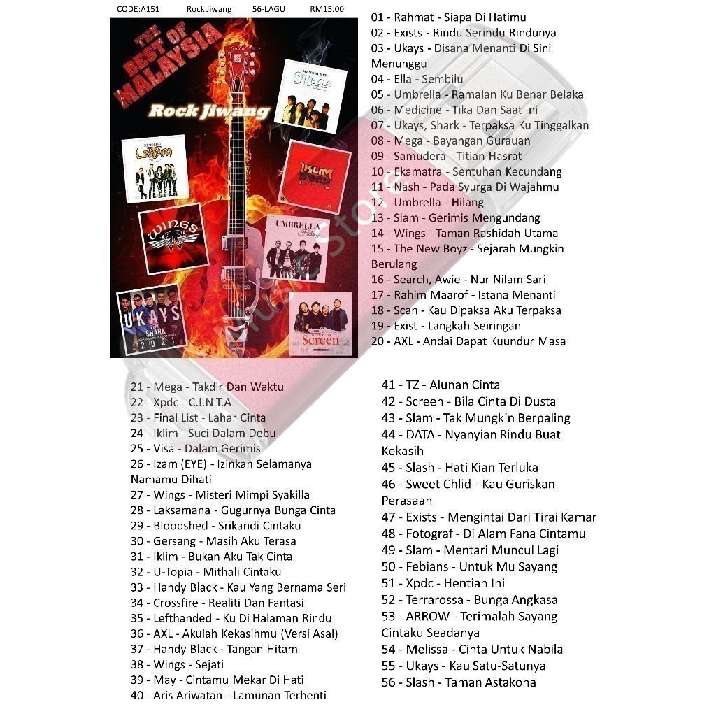 Pendrive Usb Mp3 Song Lagu Rock Jiwang Melayu Malay a151 D1 | Shopee ...