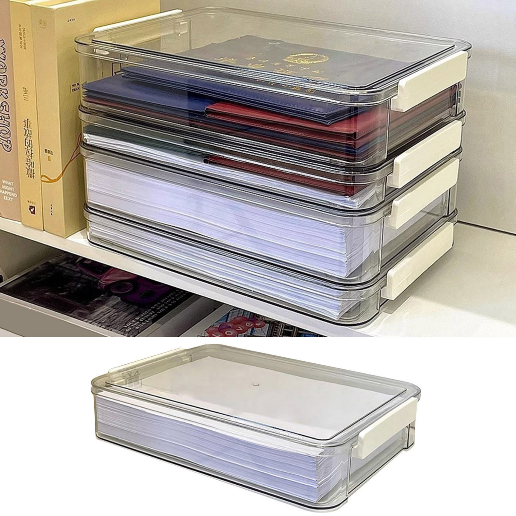 Invoice Organizer Container Large Capacity Stackable File Storage Box ...