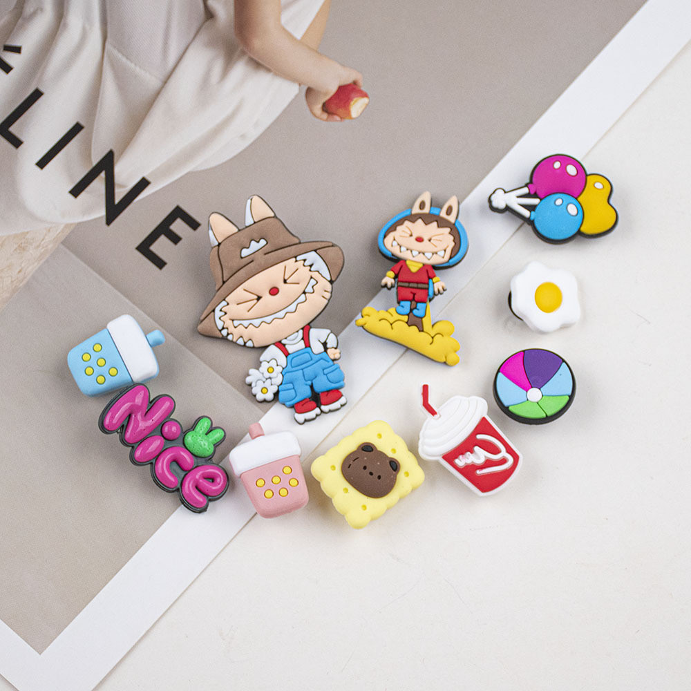 Cartoon Popmart Labubu Jibbitz Set Labubu Macaron Jibits Crocs Charm ...