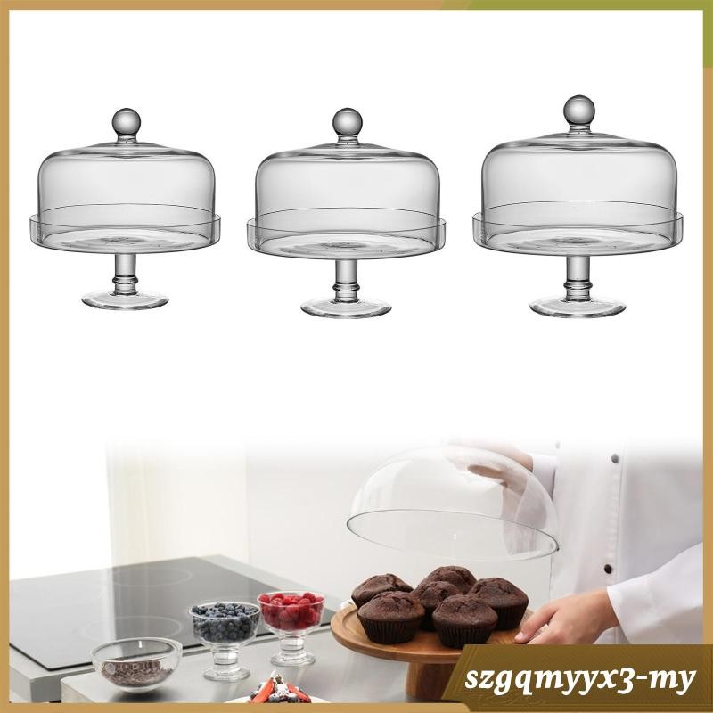 [ Glass Cake Stand Tall Glass Cake Cover with Cover Vanity Tray ...