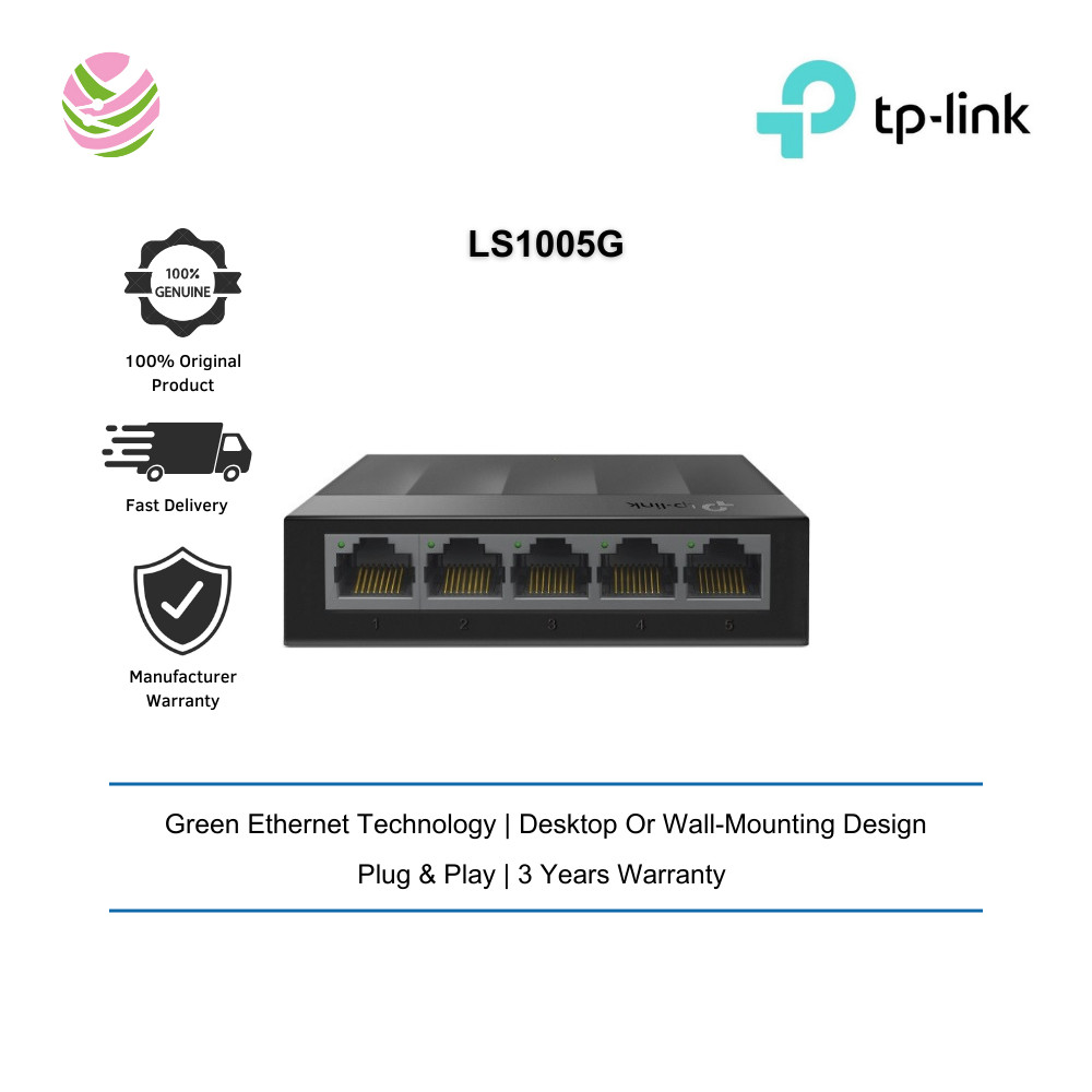 TP-Link Switches LS1005G / LS1005 5-Port RJ45 Green Ethernet Desktop ...