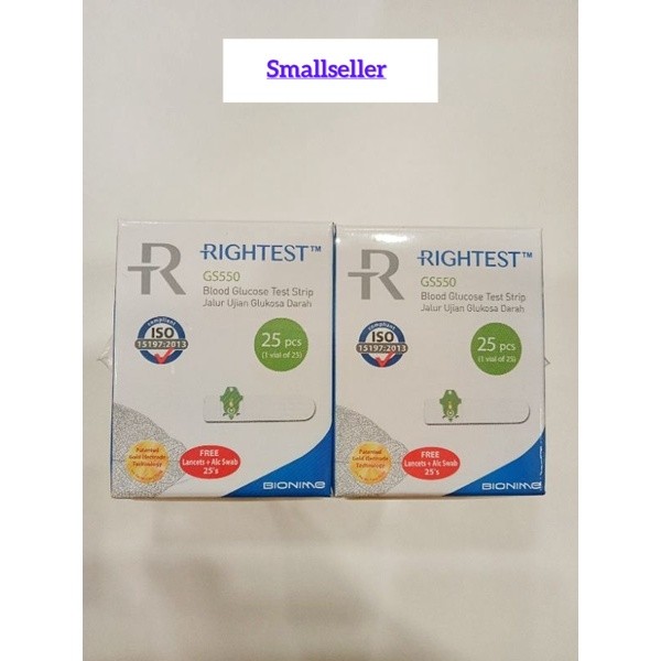 Bionime RIGHTEST GS550 Blood Glucose Test Strip Free 25's×2 Alcohol Pad ...