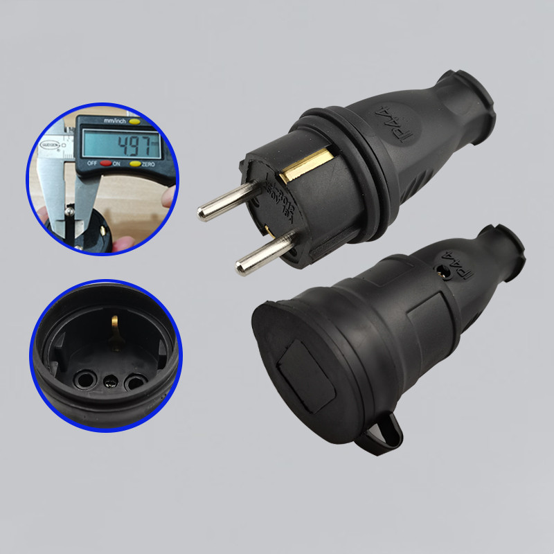 High Power Black Rubber Industrial Waterproof Plug Socket 16A European ...