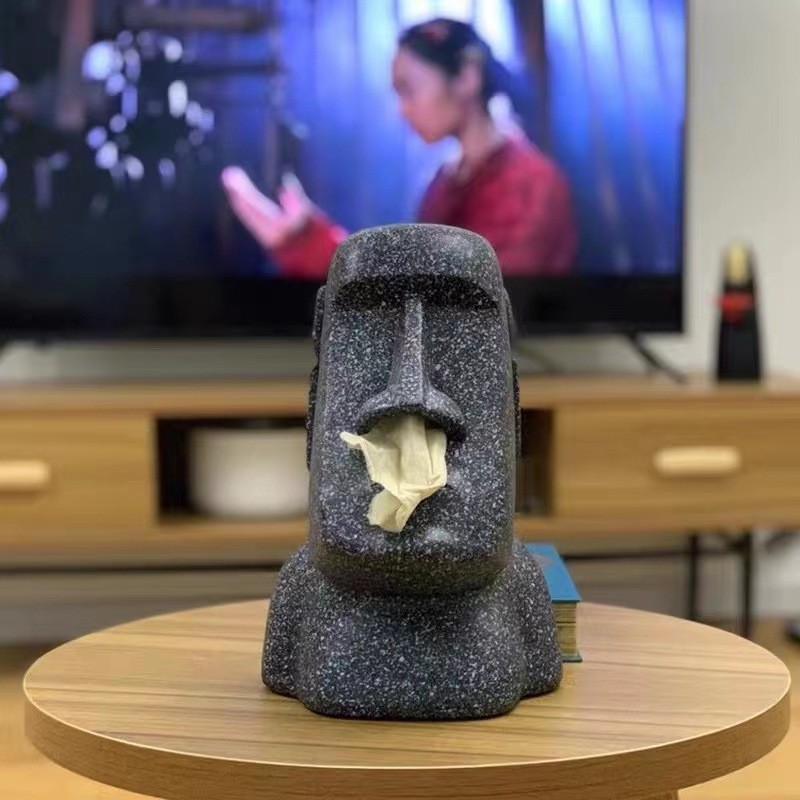 Moai Portrait Tissue Box Creative Dining Table Living Room Tissue Press ...