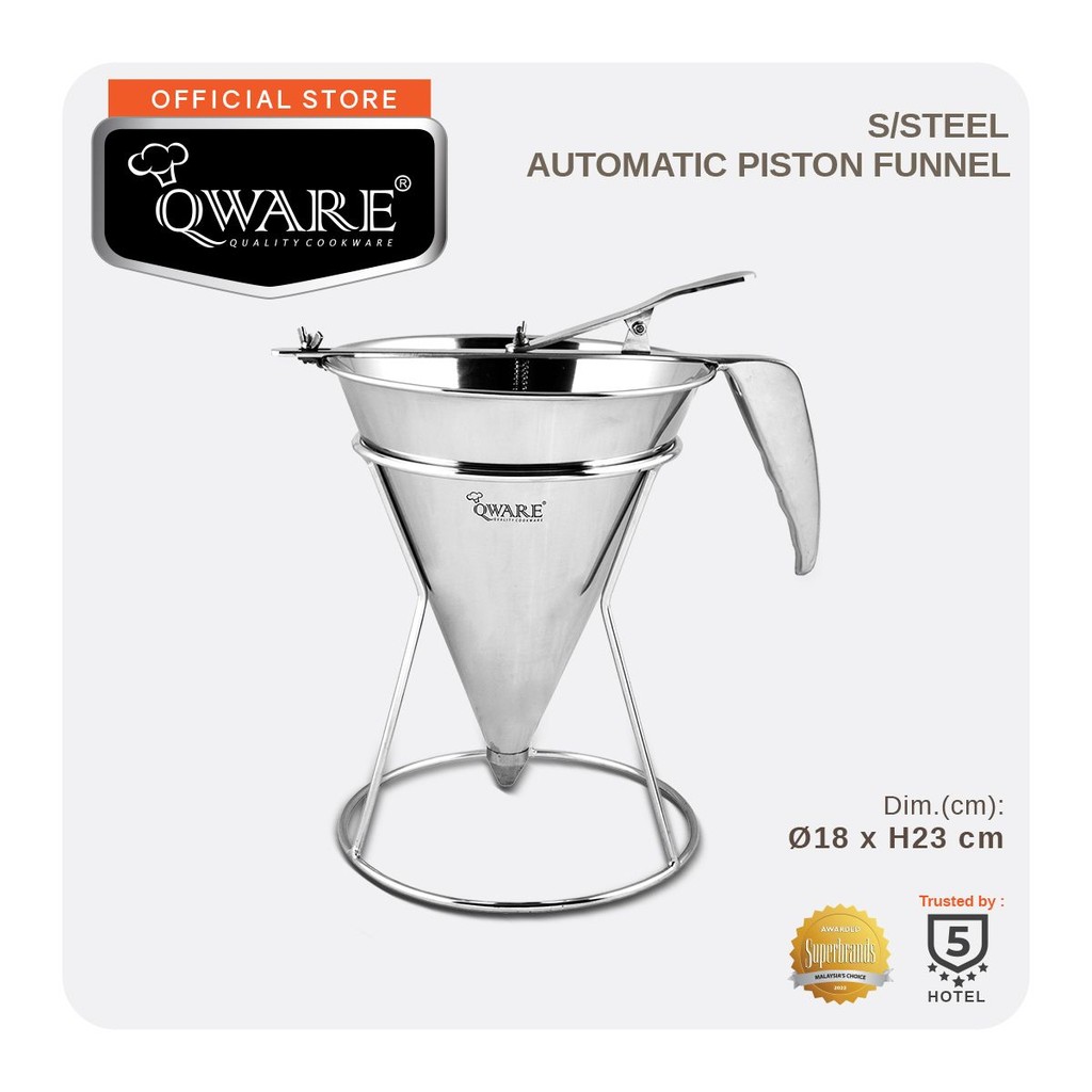 Qware Stainless Steel Automatic Piston Funnel | Shopee Malaysia