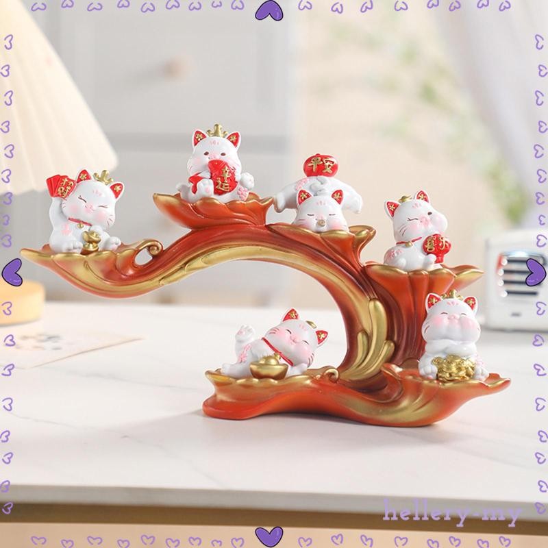 [HelleryMY] Lucky Cat Figurine Kitty Sculpture Valentine's Day Tabletop ...