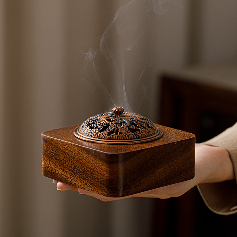 Walnut Zen Tea Ceremony Incense Burner Solid Wood Household Antique ...
