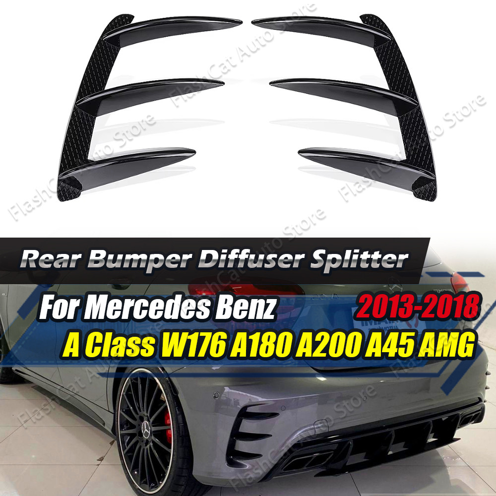 Side Canard Diffuser W176 AMG Rear Bumper Splitter Spoiler Kit For ...