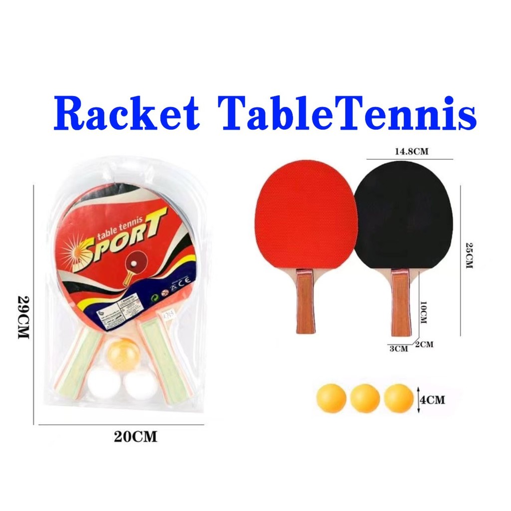 Table Tennis Racquet Set 2 + 3pcs Wooden Handle Bola Ping Pong Bat ...