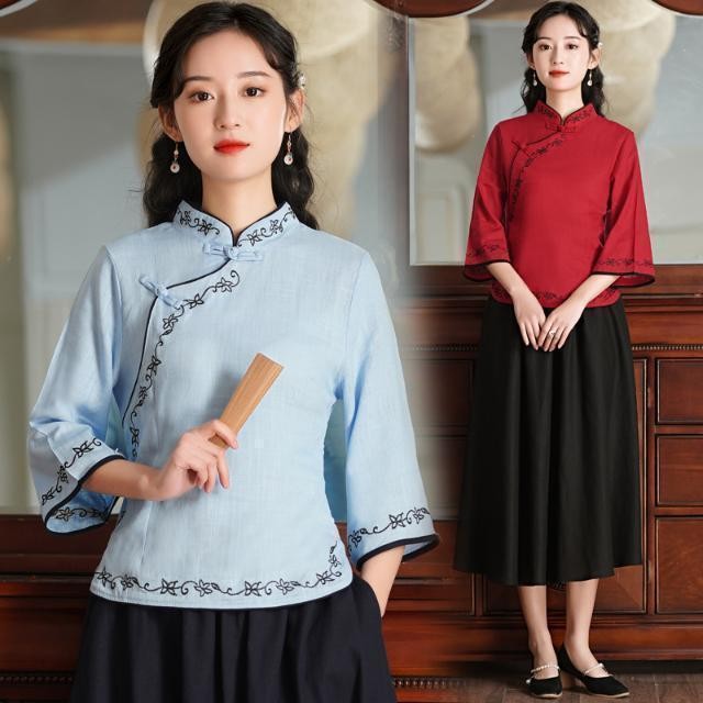 New Chinese Style Large Size Retro Style Embroidered Cheongsam Tang ...